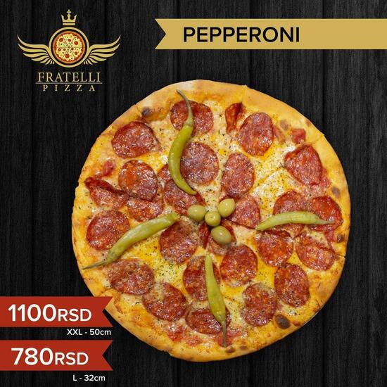 Menu at Fratelli Pizza restaurant, Belgrade
