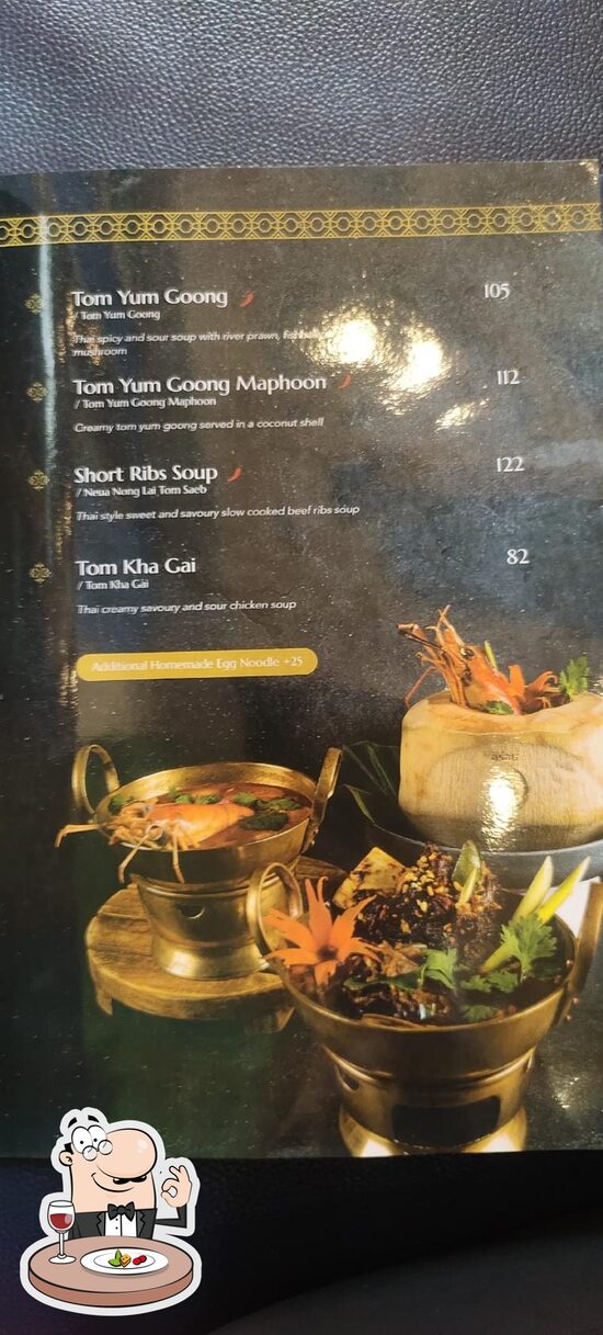 Menu at aroya thai dining restaurant, North Jakarta