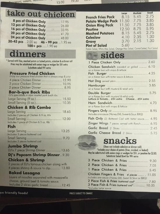 Menu at DJ's Family Restaurant, Winkler, 999 Boundary Trail