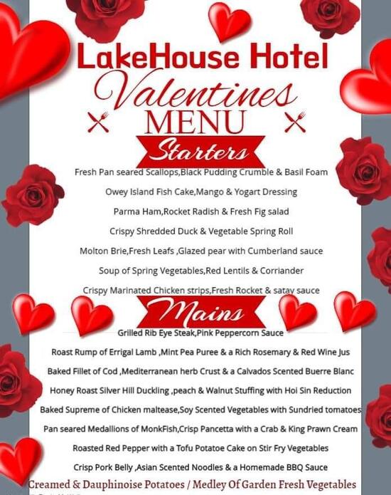 Menu at Lake House Hotel restaurant, Portnoo