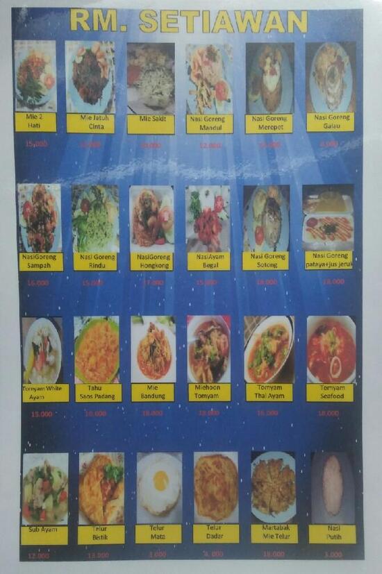 Menu at RM. SETIAWAN restaurant, Medan