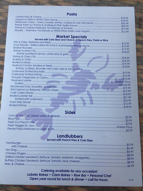 Menu at Shore Fresh Seafood Market & Restaurant, Point Pleasant, 703 ...