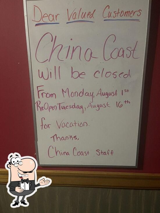 Menu at China Coast restaurant, Saint John