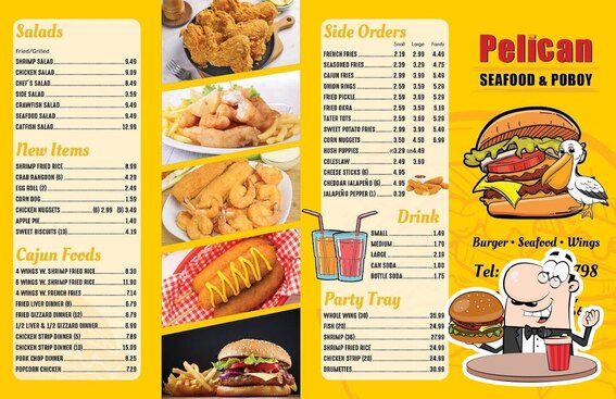 Menu at Pelican Seafood and Poboy restaurant, Pineville