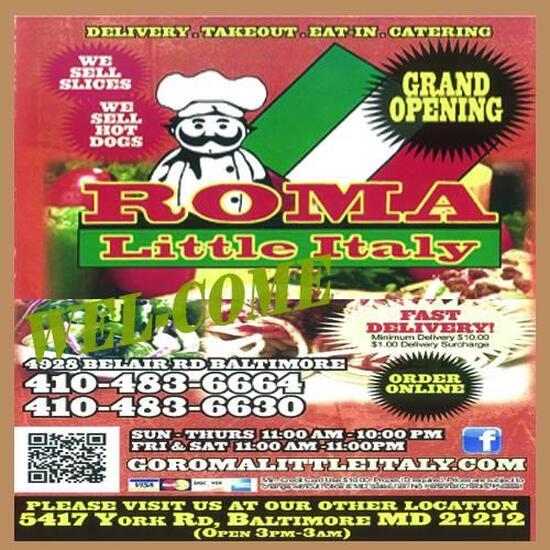 Roma Little Italy Pizza, Baltimore,MD 21206 in Baltimore - Restaurant ...
