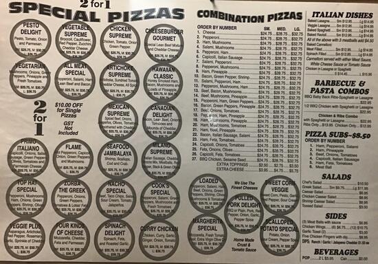 Menu at Top Hat Pizza pizzeria, Squamish, Tantalus Rd