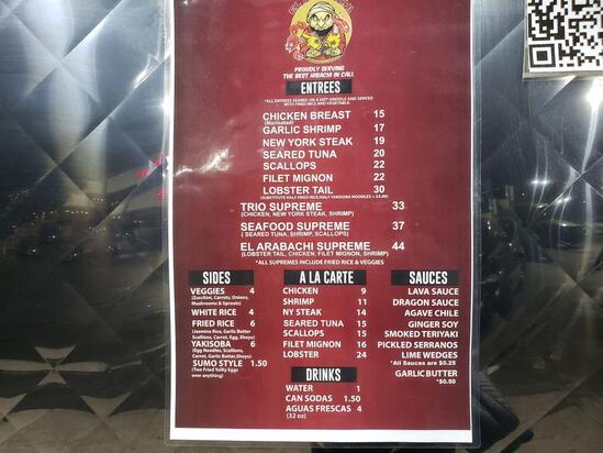 Menu at El Arabachi, Monterey Park