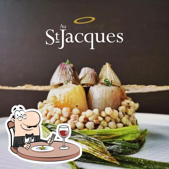 Menu at Au St-Jacques restaurant, Saint-Jacques