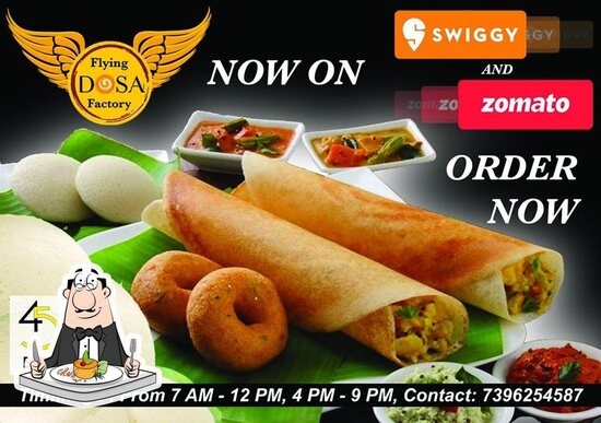 Menu at Flying Dosa Factory, Visakhapatnam, 5-6-45/1