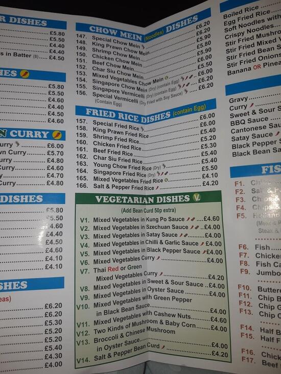 Menu at Golden Boat fast food, Stockport