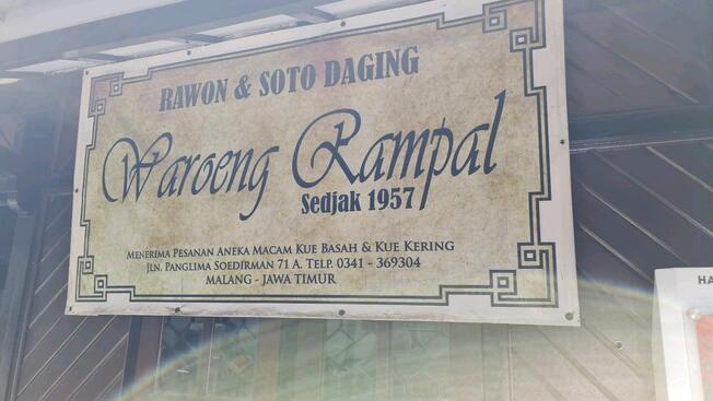 Menu at Rawon Rampal cafe, Malang