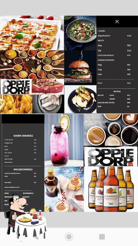 Oppie Dorp Bar & Grill, Delareyville - Restaurant menu, prices and reviews