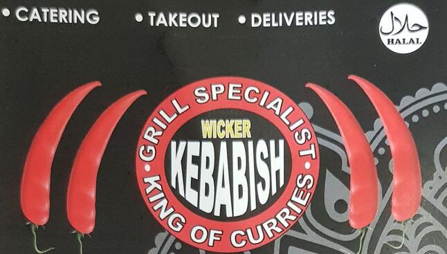 Menu at Wicker Kebabish restaurant, Sheffield
