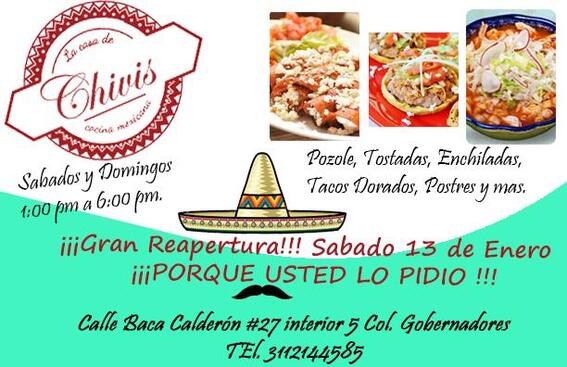 Menu at ANTOJITOS MEXICANOS CHIVIS restaurant, Tepic