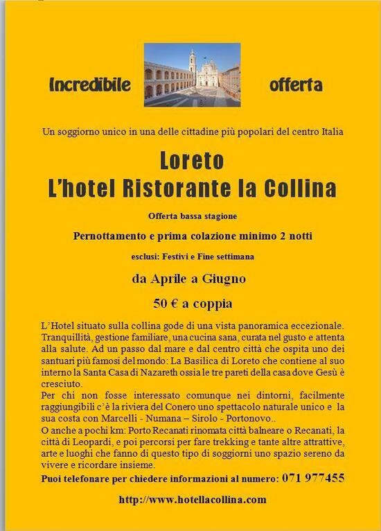Menu da Hotel Ristorante La Collina, Loreto
