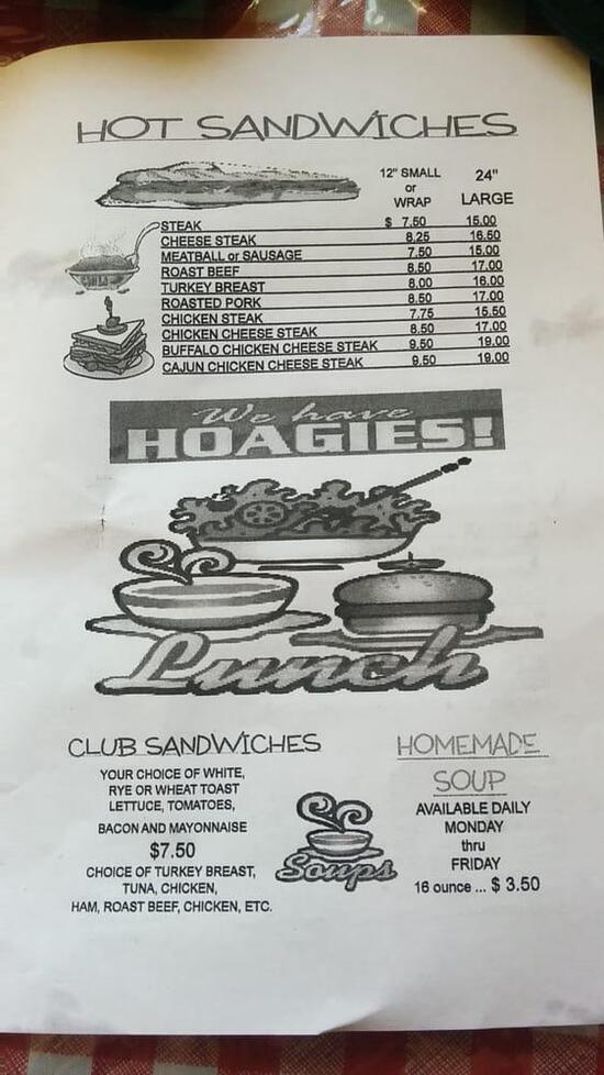 Menu at Troy's Place fast food, Pennsauken Township