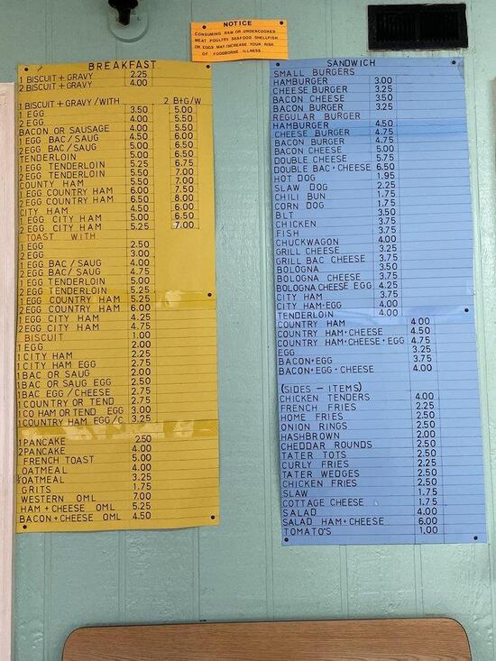 Menu at Kay's Restaurant, Kingsport