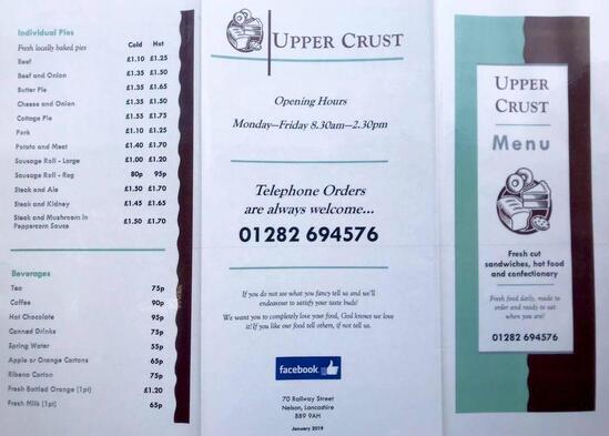 Menu at Upper Crust fast food, Nelson