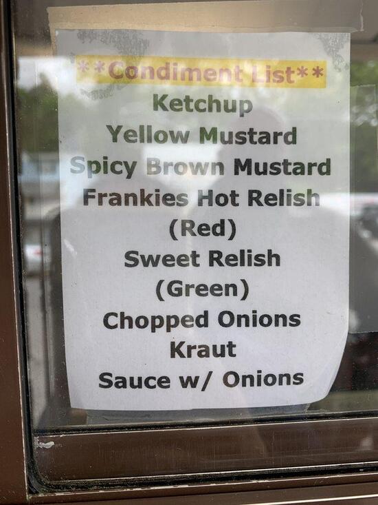 Menu at Frankies fast food, Waterbury, 700 Watertown Ave