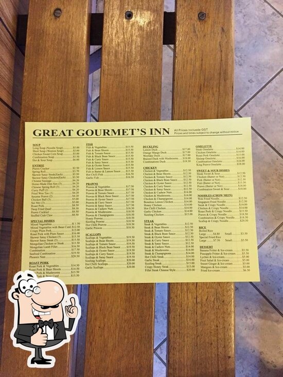 Menu at Great Gourmet Inn restaurant, Wangaratta