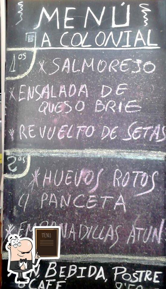 Menu at La Colonial restaurant, Pinto