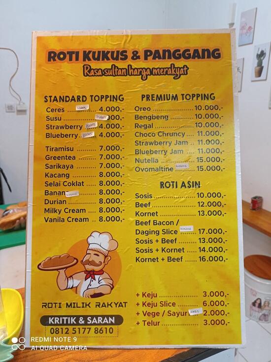 Menu at Roti milik rakyat, Pembataan
