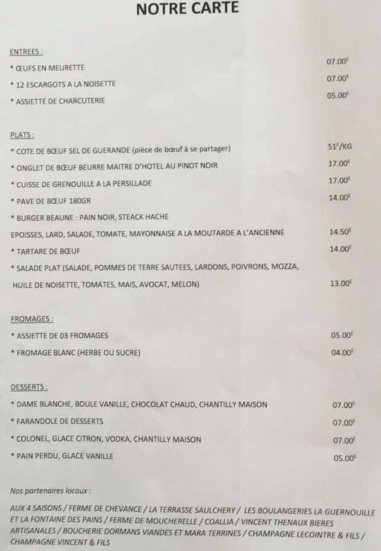 Menu at Le Manoir pub & bar, Romeny-sur-Marne