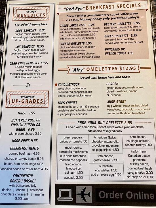 Menu at Runway Diner restaurant, South Hackensack