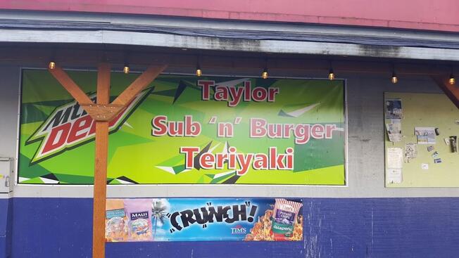 Menu at Taylor Sub 'n' Burger restaurant, Kamilche