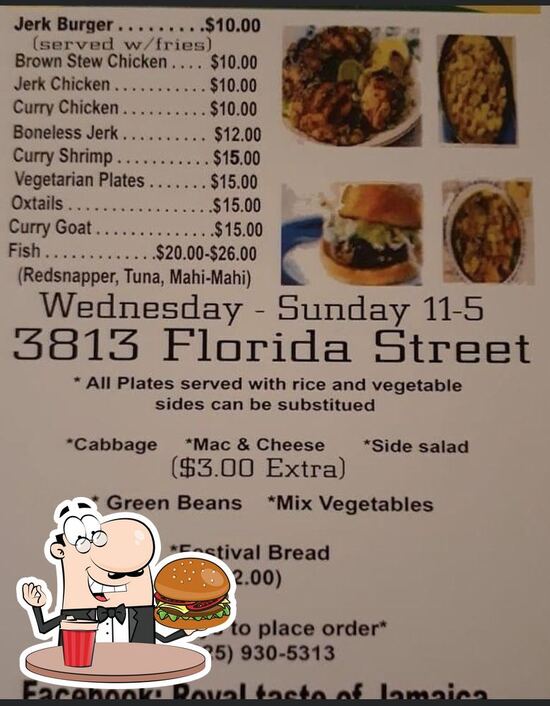 Menu at Royal Taste of Jamaica restaurant, Baton Rouge, 320 St Charles St