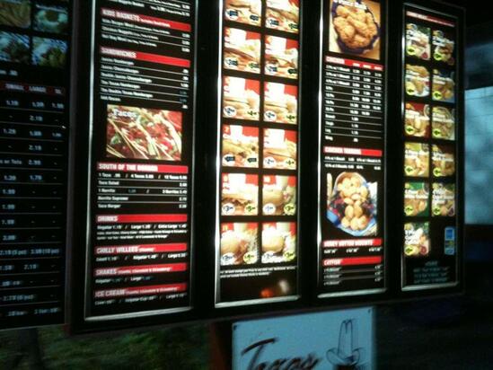 Menu at Texas Toms restaurant, Kansas City, Independence Ave