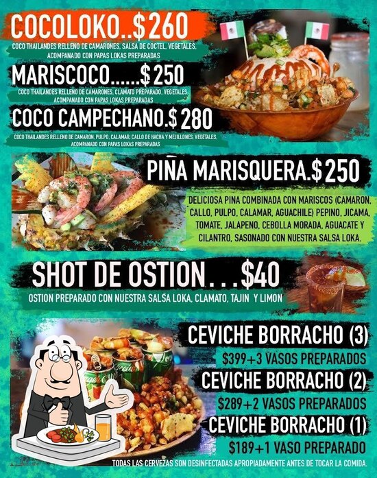 Menu at Coco Loko Jrz restaurant, Ciudad Juarez