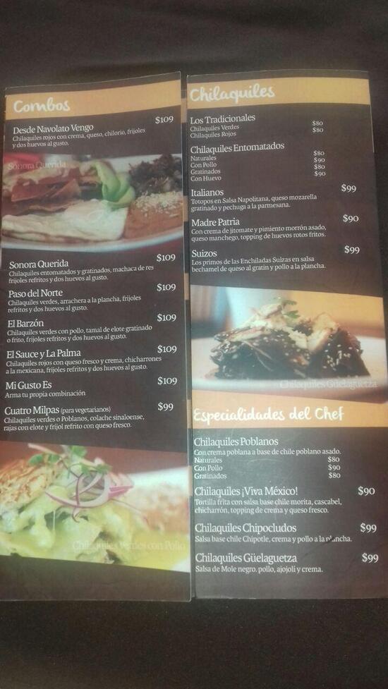 Menu at Litro Loko restaurant, Culiacán