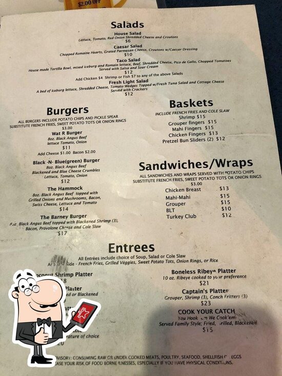 Menu at Barnacle Barney's Tiki Bar and Grill, Marathon
