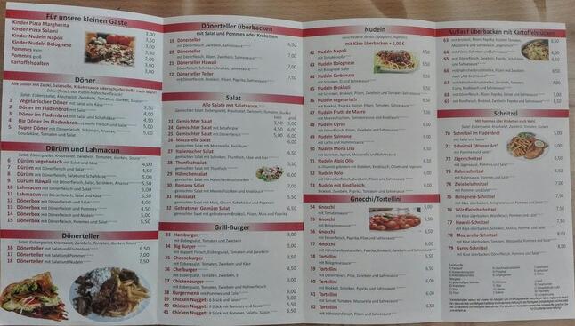 Menu at Vogteier imbiss restaurant, Germany