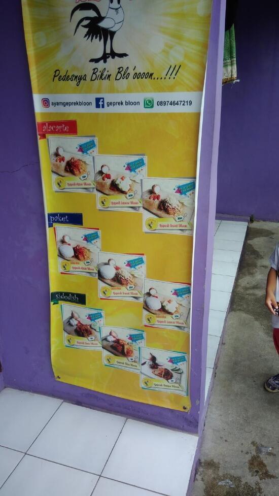 Menu at AYAM GEPREK BLOON restaurant, Depok