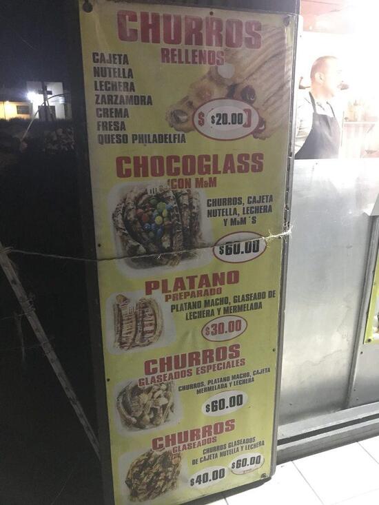 Menu at California Churros desserts, Ensenada