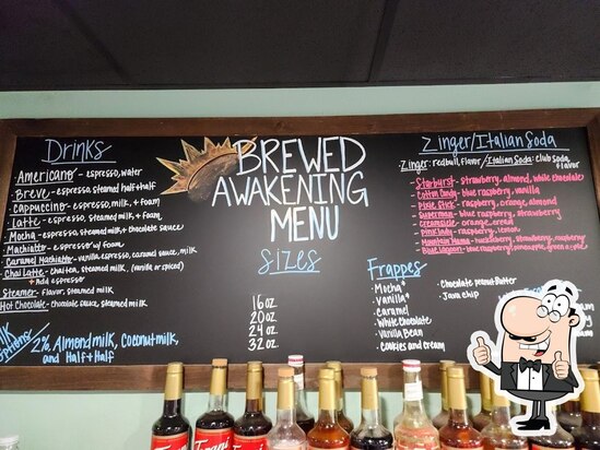 Menu at Brewed Awakening coffee shop pub & bar, Dunseith