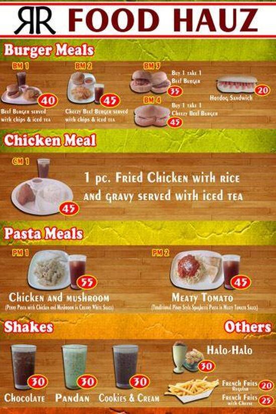 Menu at RR FOOD HAUZ, Davao City