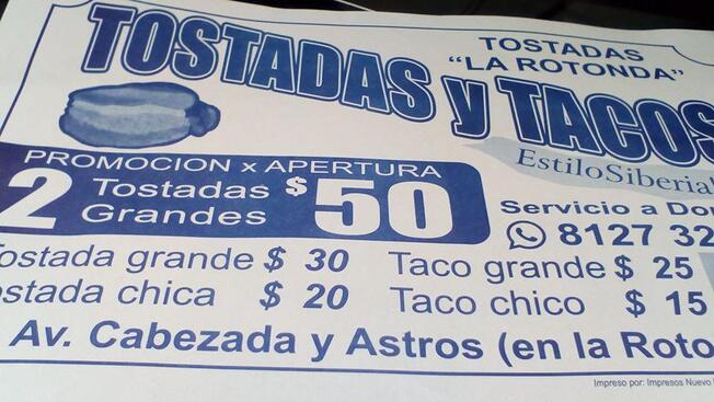 Tostadas La Rotonda restaurant, Monterrey, Avenida Cabezada ...