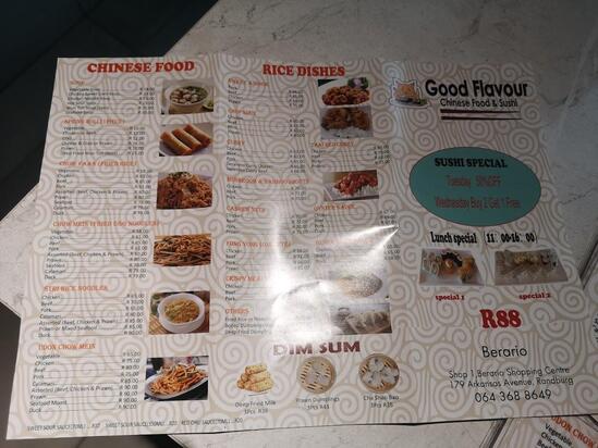 Menu at Good Flavour restaurant, Randburg