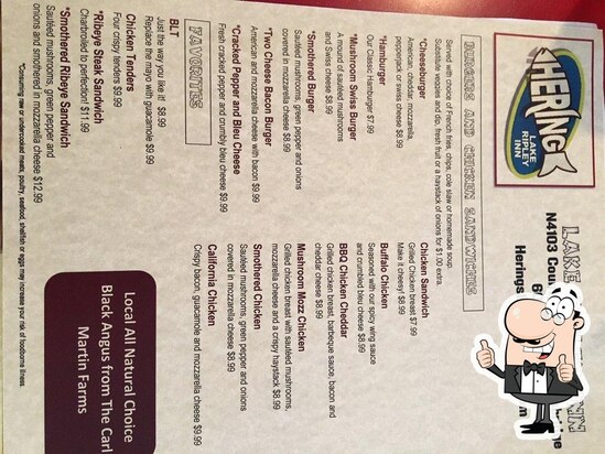Menu at Hering's Lake Ripley Inn pub & bar, Lake Ripley