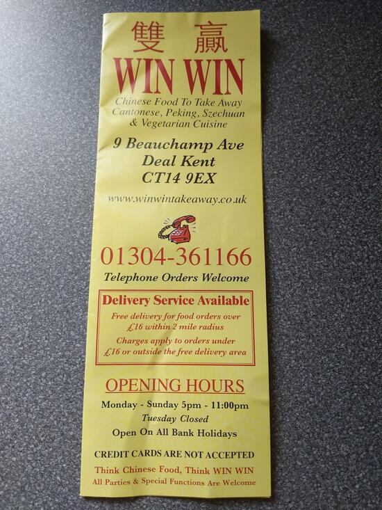 Win Win Chinese Takeaway, Deal - Restaurant menu, prices and reviews