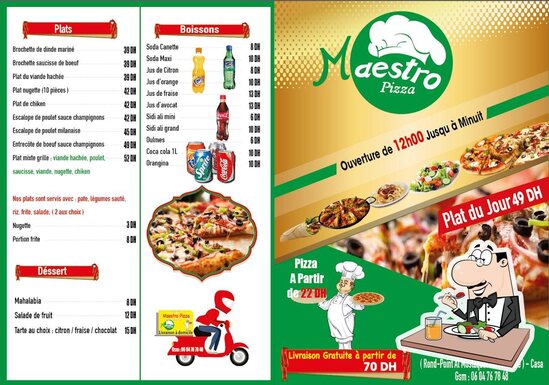 Menu at MAESTRO PIZZA restaurant, Casablanca, G8MX+6J2