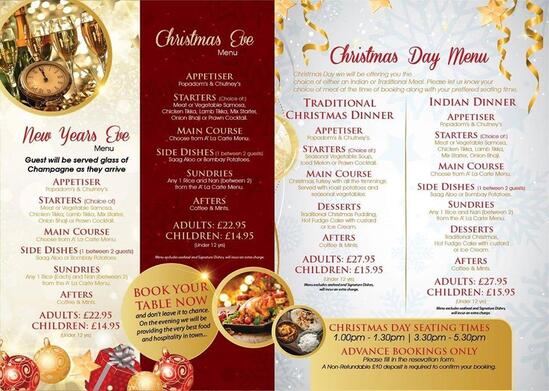 Menu at Grand Millon restaurant, Oldham