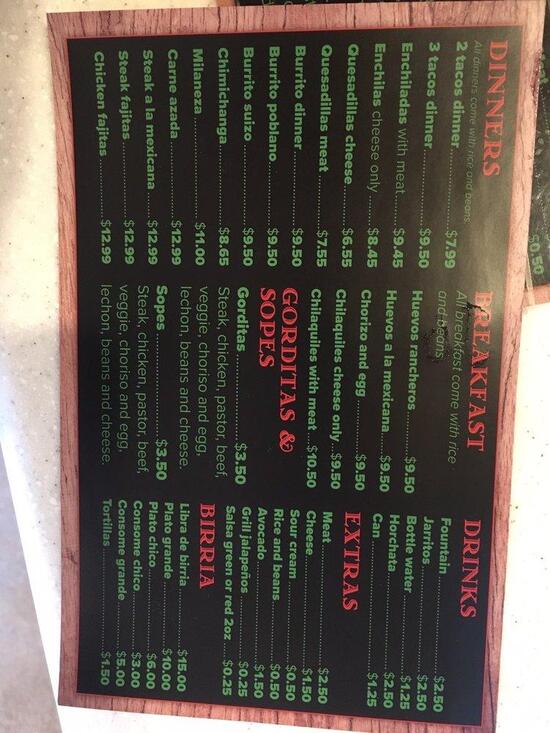 Menu at Gary Burritos restaurant, Carol Stream