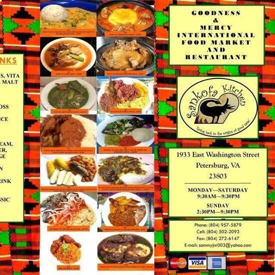 Menu at Sankofa Kitchen restaurant, Petersburg