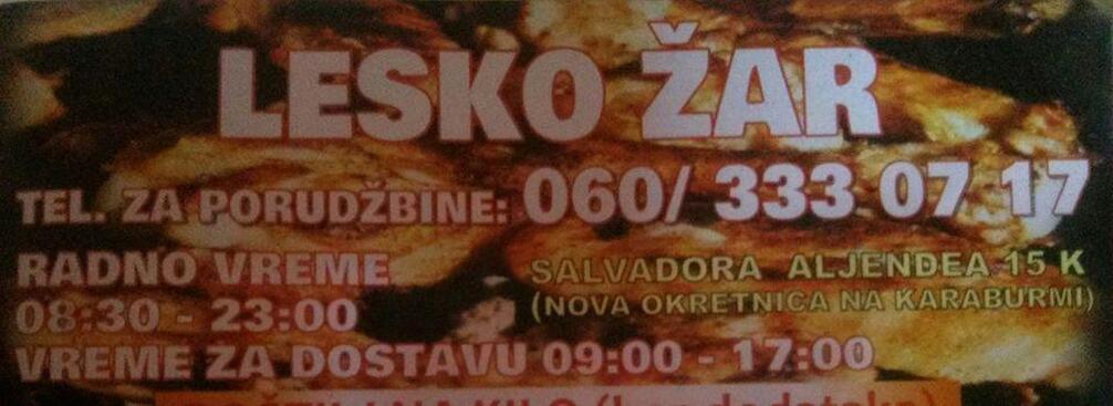 Menu at Lesko žar restaurant, Belgrade, Salvadora Aljendea 15k