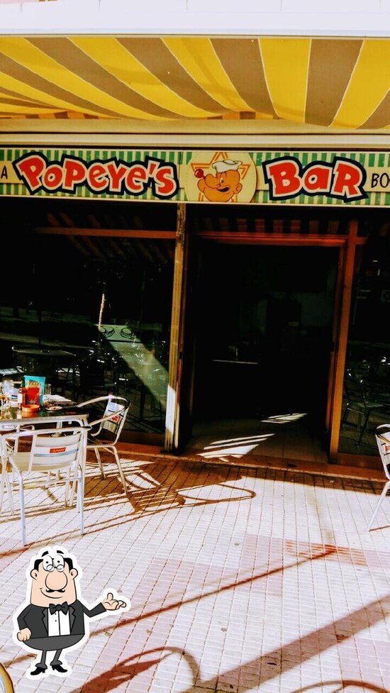 Menu at Popeye's Bar, Calella