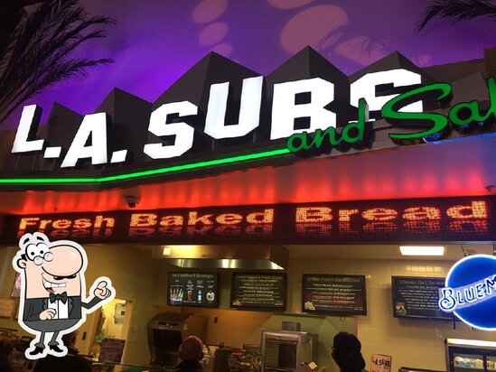 Menu at LA Subs fast food, Las Vegas, Luxor Las Vegas